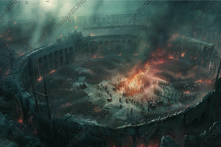 Epic battle scene in an ancient arena