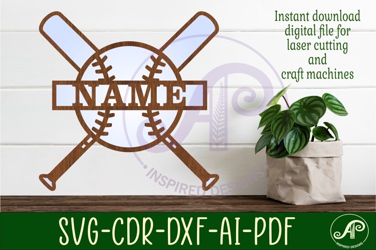Baseball name sign svg laser cut template (2879312)