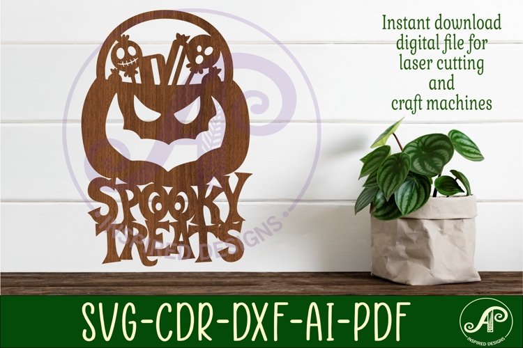 Spooky treats Halloween sign svg laser cut file