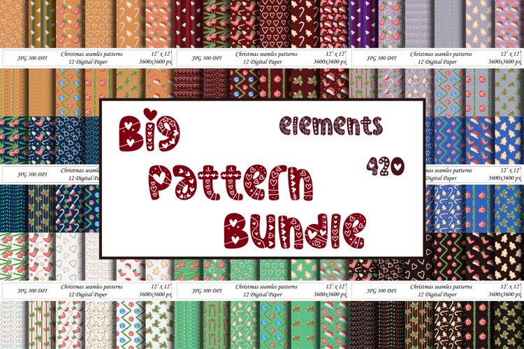 Big bundle Seamless patterns. Christmas,Celebration,Foliage