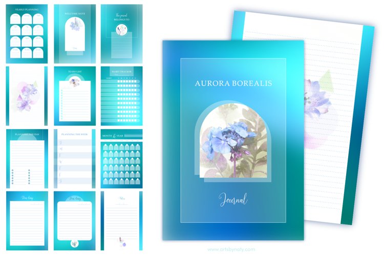 Aurora Borealis printable journal sheets.