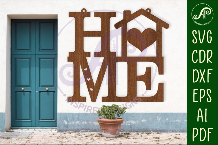 Home word with House theme wall art sign, SVG file. vector