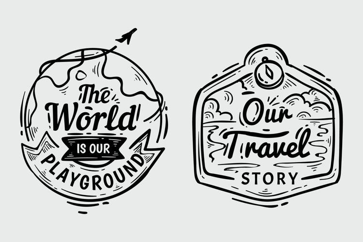 Collection of Travel Lettering Badges