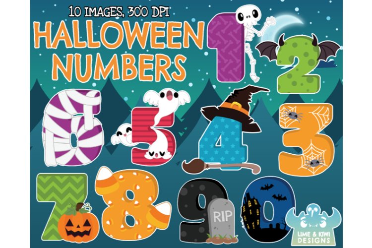Halloween Numbers Clipart, Instant Download Vector Art