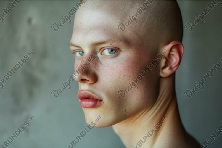 Serene young adult with albinism portrait