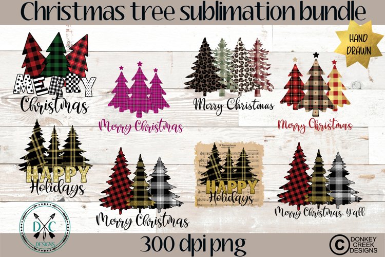 Plaid Christmas PNG Bundle- Hand Drawn Christmas Trees