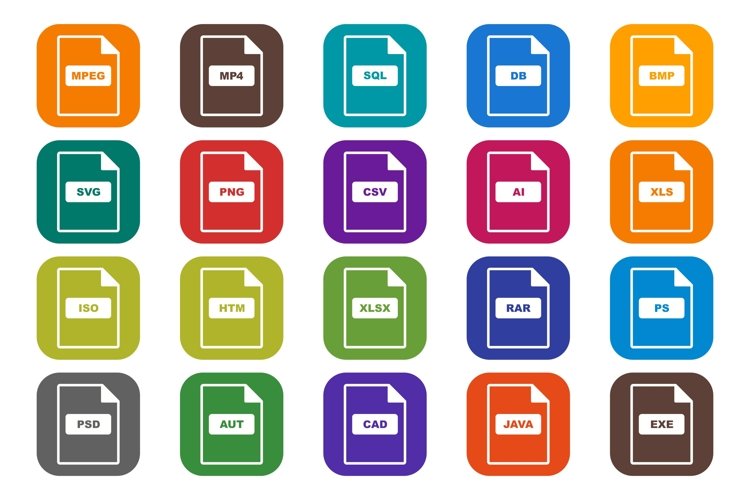 Set Of File Formats Icons (466242)
