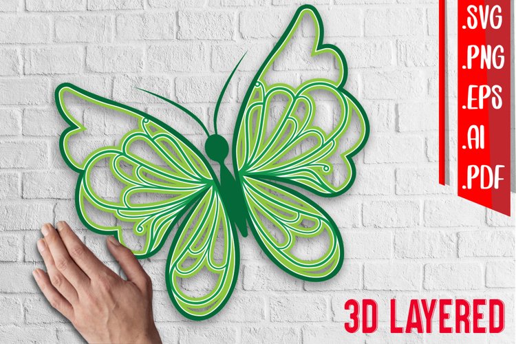 3D layered Butterfly - svg eps png ai pdf