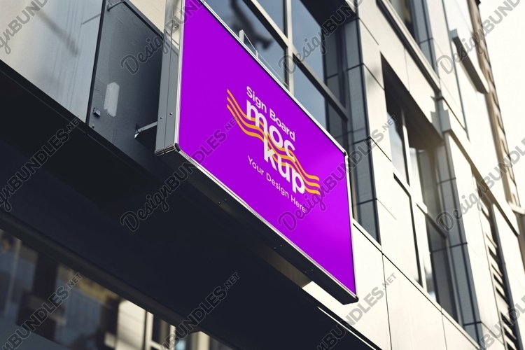 Sign Board Mockup on Building Wall (3345000)