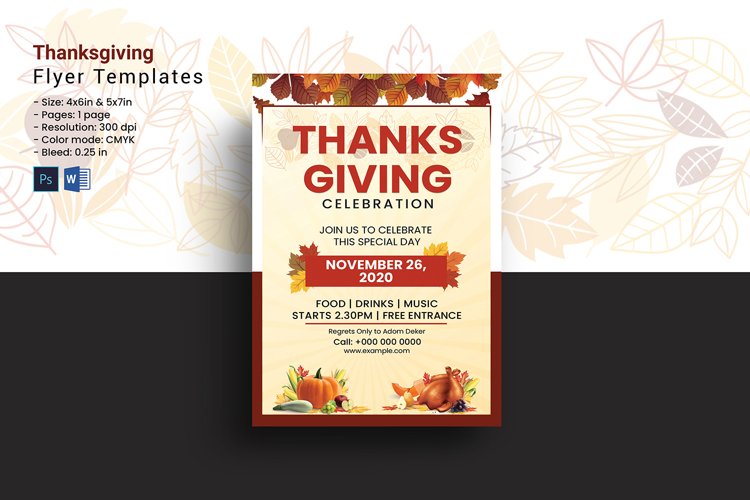 Thanksgiving Party Invitation, MS Word and Photoshop