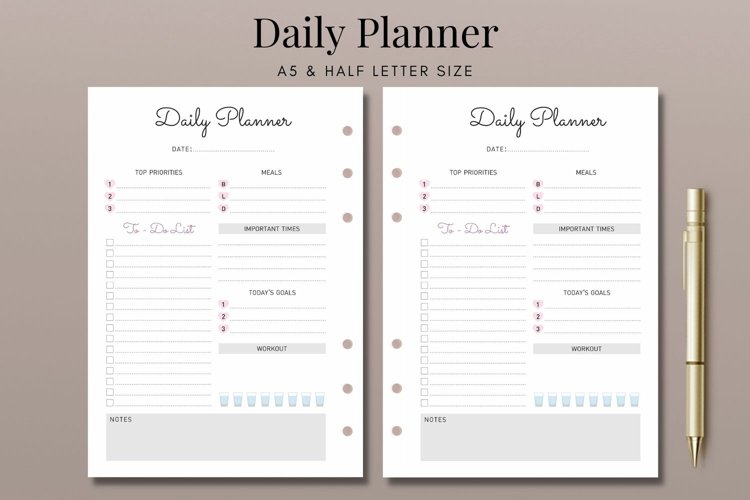 Daily Planner Printable A5 And Half Letter Size 1712324 Planner 