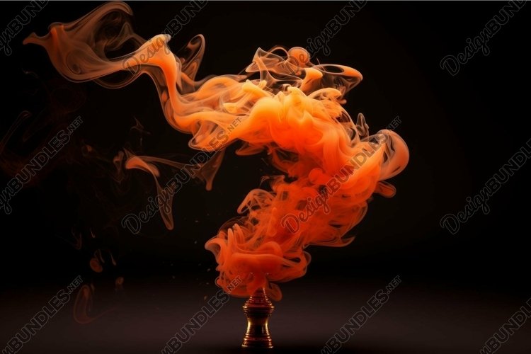 Majestic orange smoke plumes from incense burner