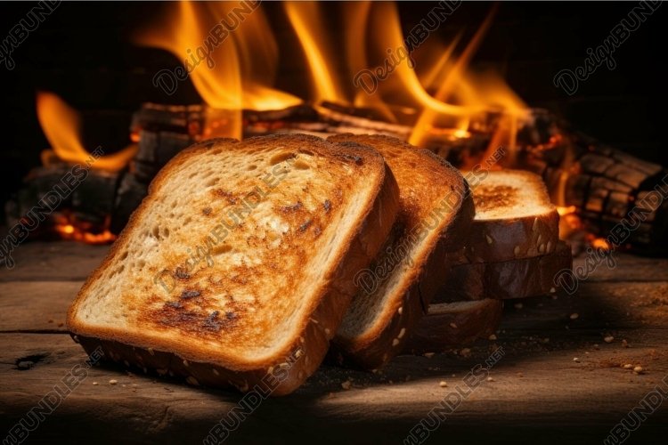 Toasted bread slices by campfire