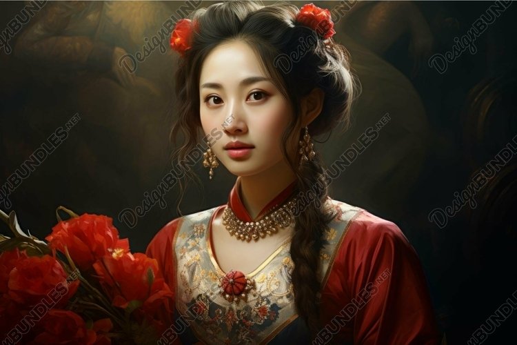 Modest Traditional asian woman. Generate Ai