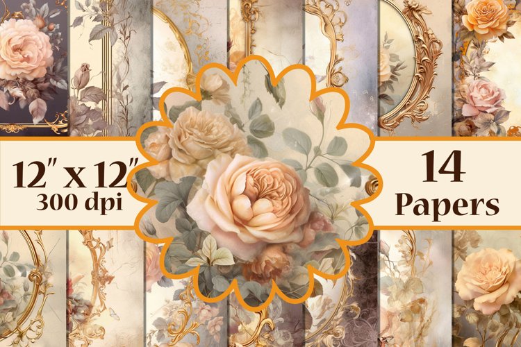 Vintage Roses digital papers,Printable floral (2657935)