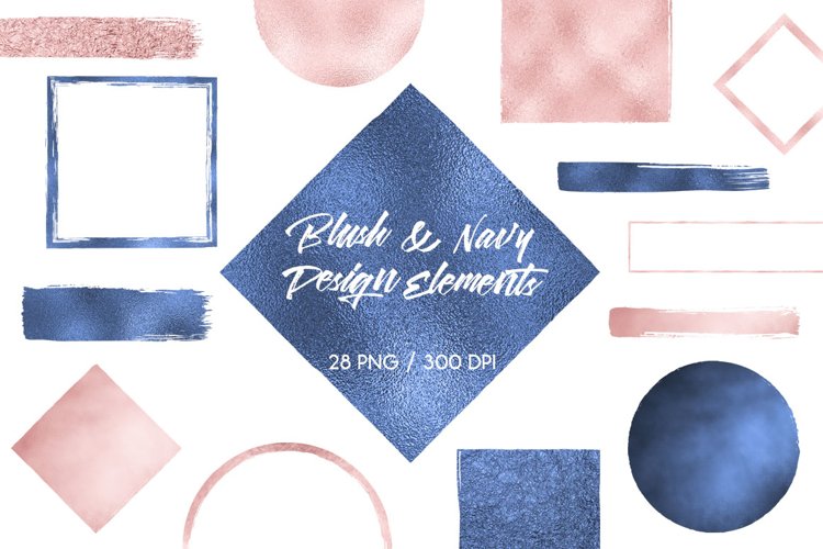 Blush & Navy Blue Design Elements