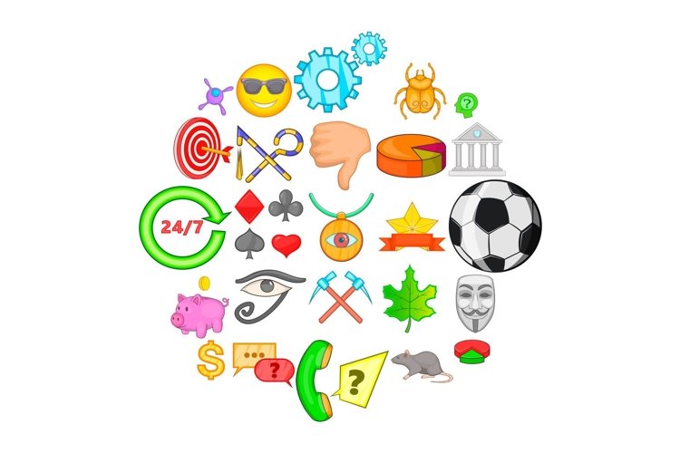 Symbolize icons set, cartoon style