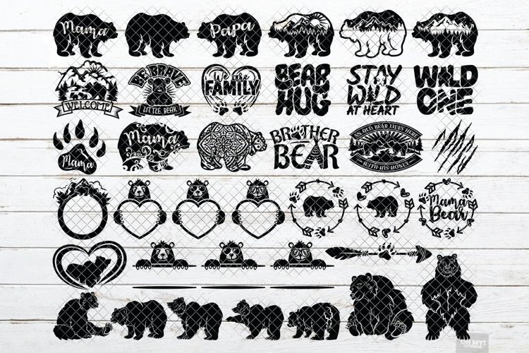 Bear SVG Bundle Monogram in SVG, DXF, PNG, EPS, JPEG (480631) | Cut ...