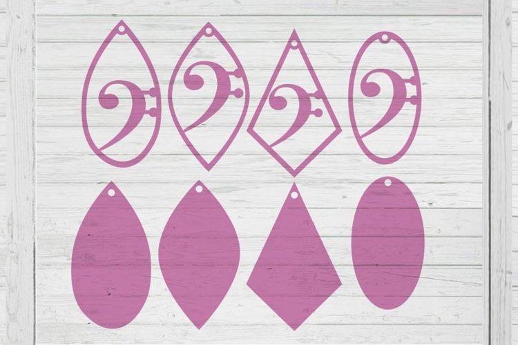 bass clef Earrings template svg dxf png ai files (1151913)
