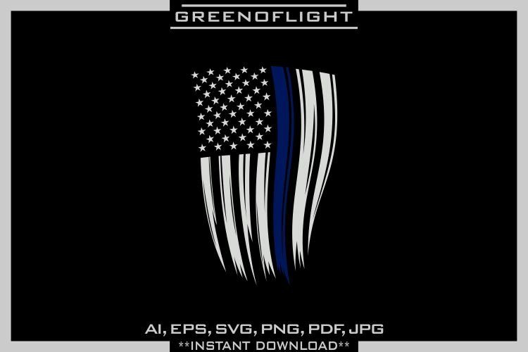 Thin Blue Line - Back The Blue -American Themes Illustration