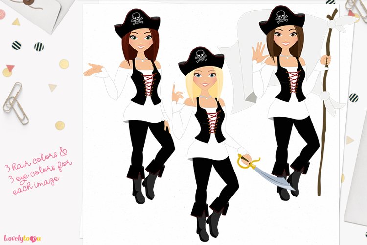 Pirate woman costume character clip art L469 Lisa (542623 ...