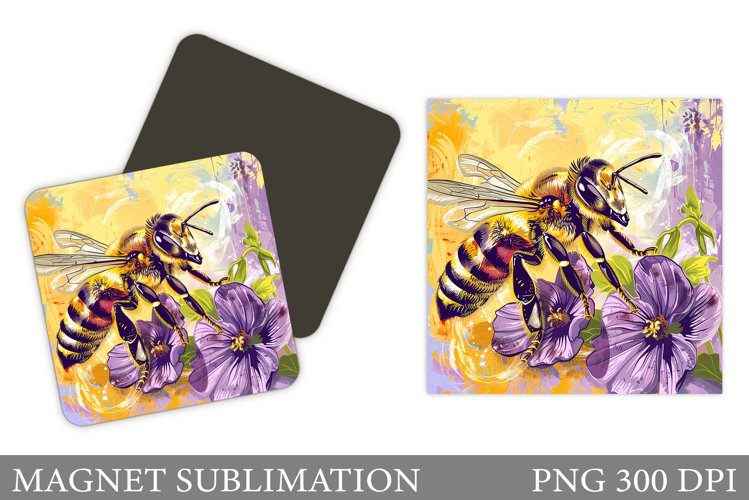 Bee Magnet Sublimation. Flowers Square Magnet (3485114)
