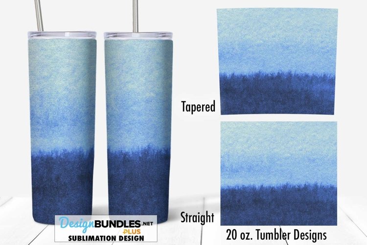 Blue Ombre Watercolor Tumbler PNG | 20 oz. Tumbler Wrap