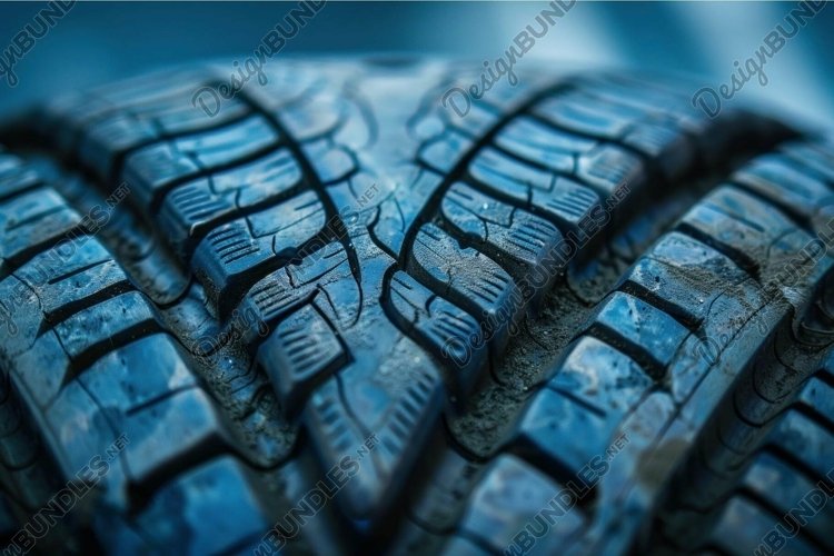 Close up of tire tread showing wear and tear