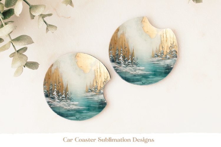 Abstract Car Coaster Sublimation | Teal Coaster Designs Png