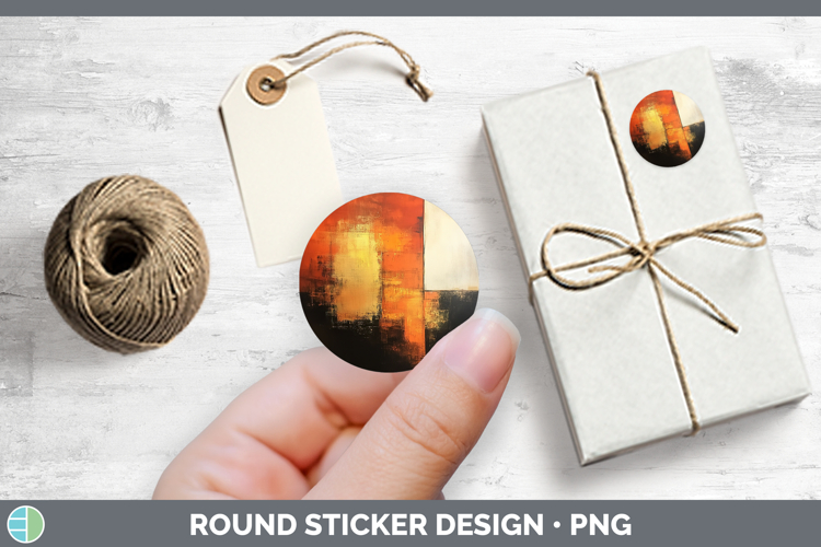 Abstract Dark Orange Stickers | Round Labels Designs