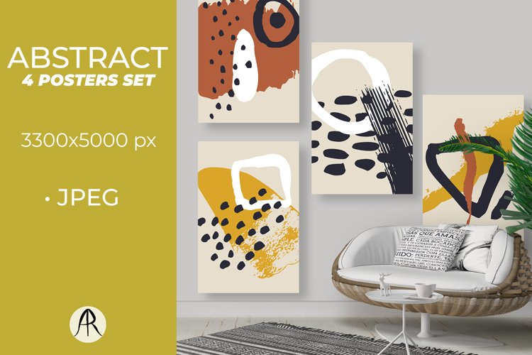 Abstract Grunge Art Posters - Bold & Texture Shapes Wall Art