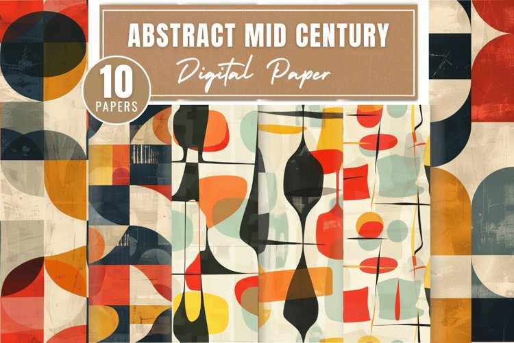 Abstract Mid Century Digital Paper Bundle
