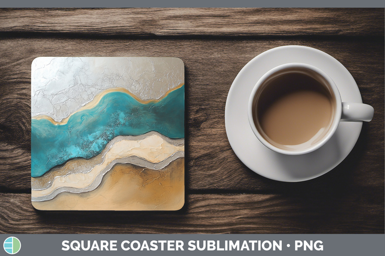 Abstract Teal Square Coaster Sublimation Coaster Designs