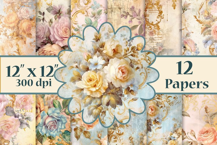 Vintage Roses digital papers,Printable floral (2634755)