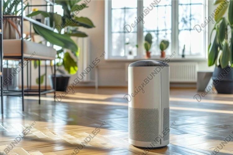 Modern air purifier in stylish living space