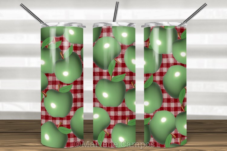 Green Apples Skinny Tumbler Sublimation 20oz |3D inflated