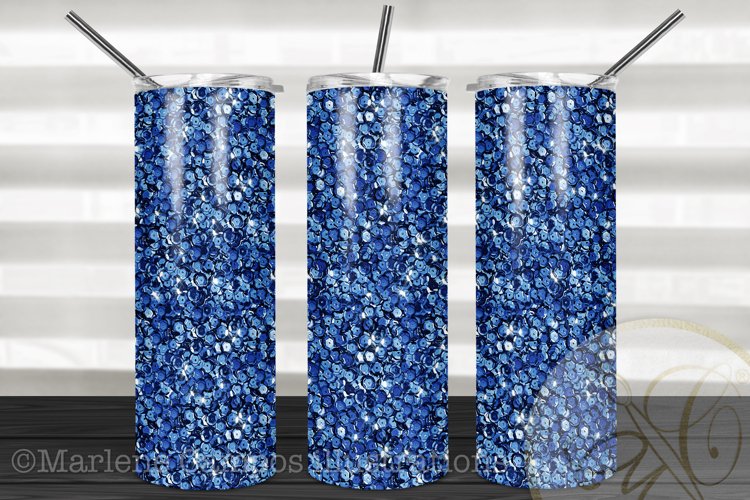 Royal Blue Sequins 20oz Skinny Tumbler Sublimation Pattern