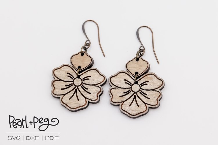 Floral Inset 2 Part Blossom Laser Engraved Earring Download