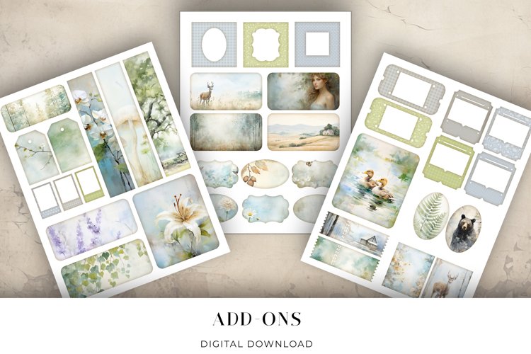 Watercolor Junk Journal Ephemera Digital Paper