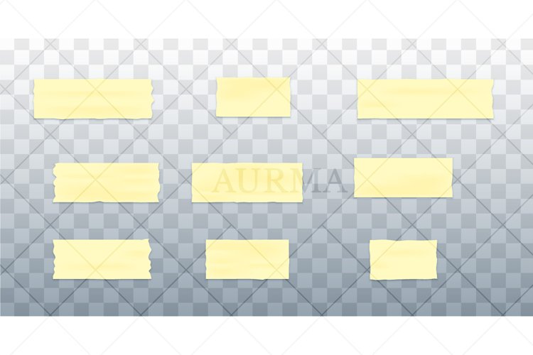 Adhesive tape collection. Set of adhesive paper pieces.