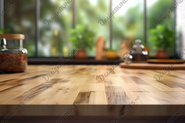 Wooden table With Blur Background Wallpaper
