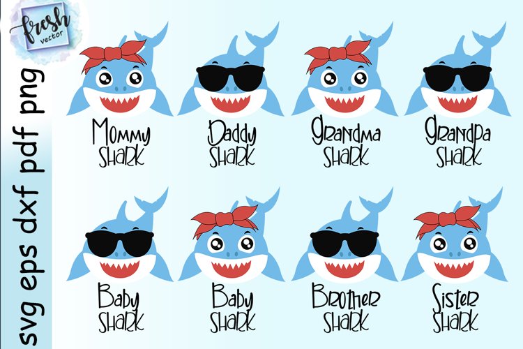 Baby Shark Family SVG | Design Bundles