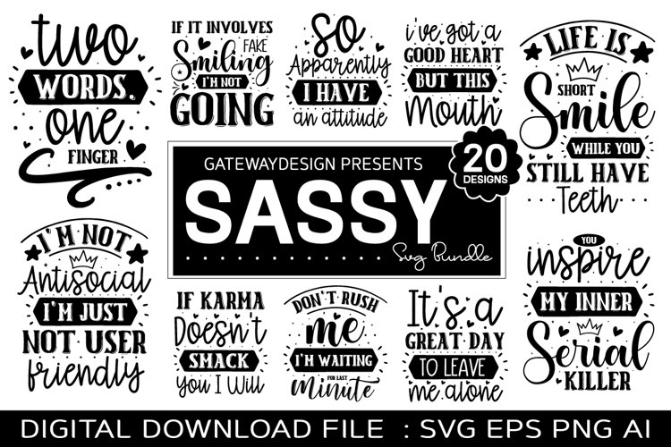 Sassy Svg Bundle, Funny Design, Farmhouse Design (3377453)