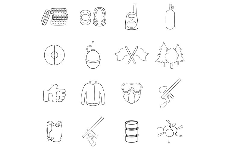 Paintball icon set outline