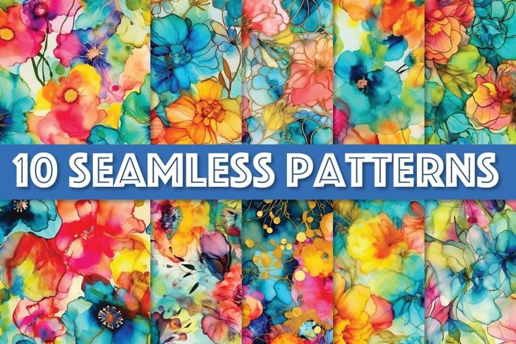 10 Seamless Alcohol Ink Patterns
