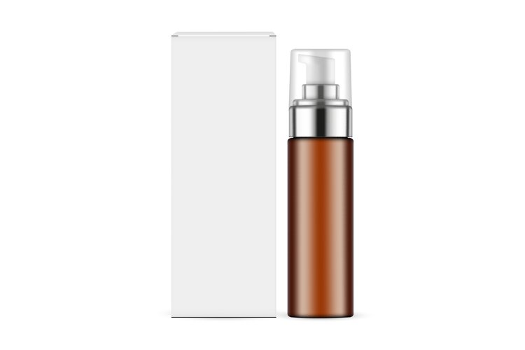 Amber Airless Pump Bottle, Paper Packaging Box