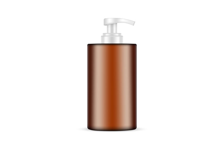Plastic Amber Pump Bottle Mockup For Liquid Soap Or Shampoo