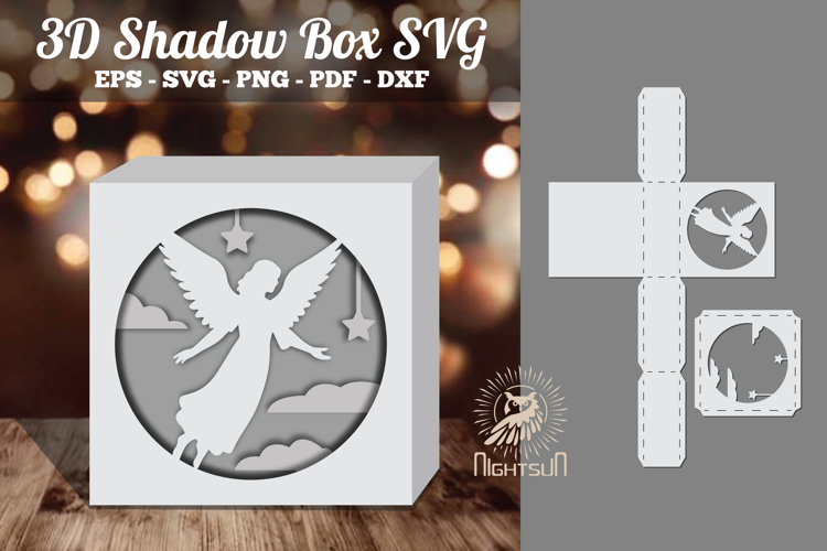 Angel 3D Papercut Shadow Box SVG (6458844)