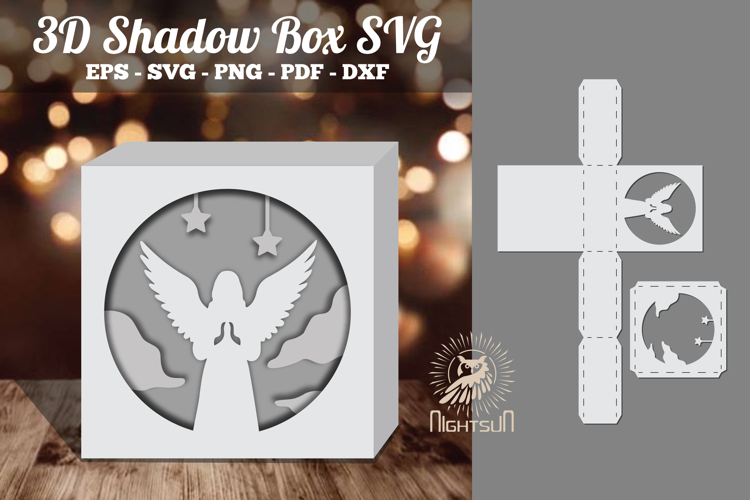 Angel 3D Papercut Shadow Box SVG (6458846)