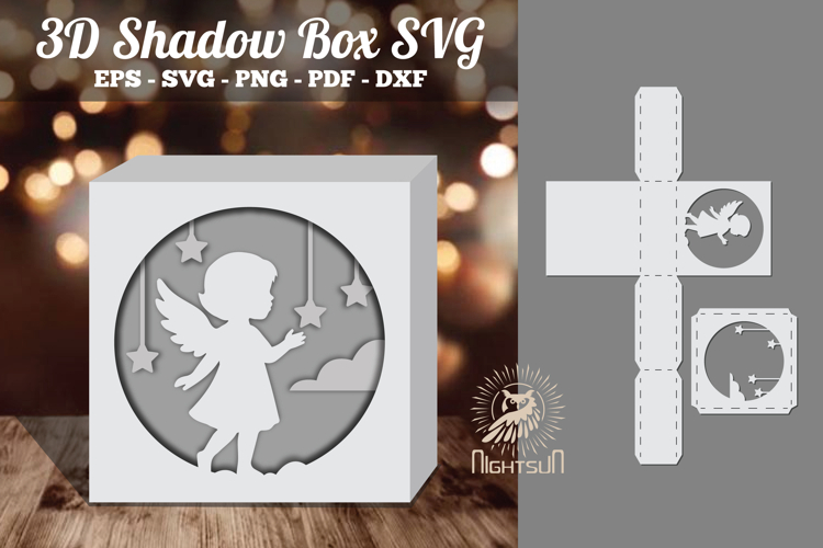 Angel Kids 3D Papercut Shadow Box SVG (6458856)